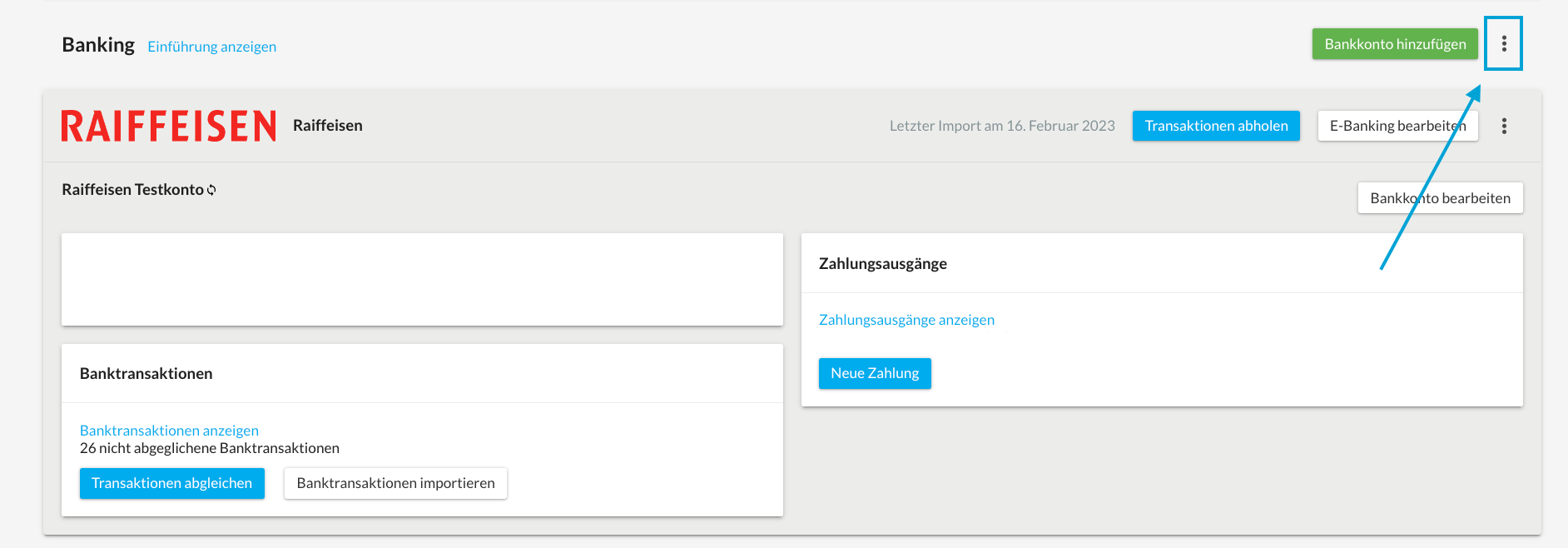 Setting up a bank/cash account