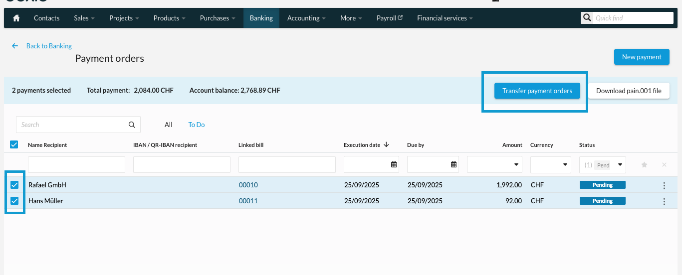Using the PostFinance Interface
