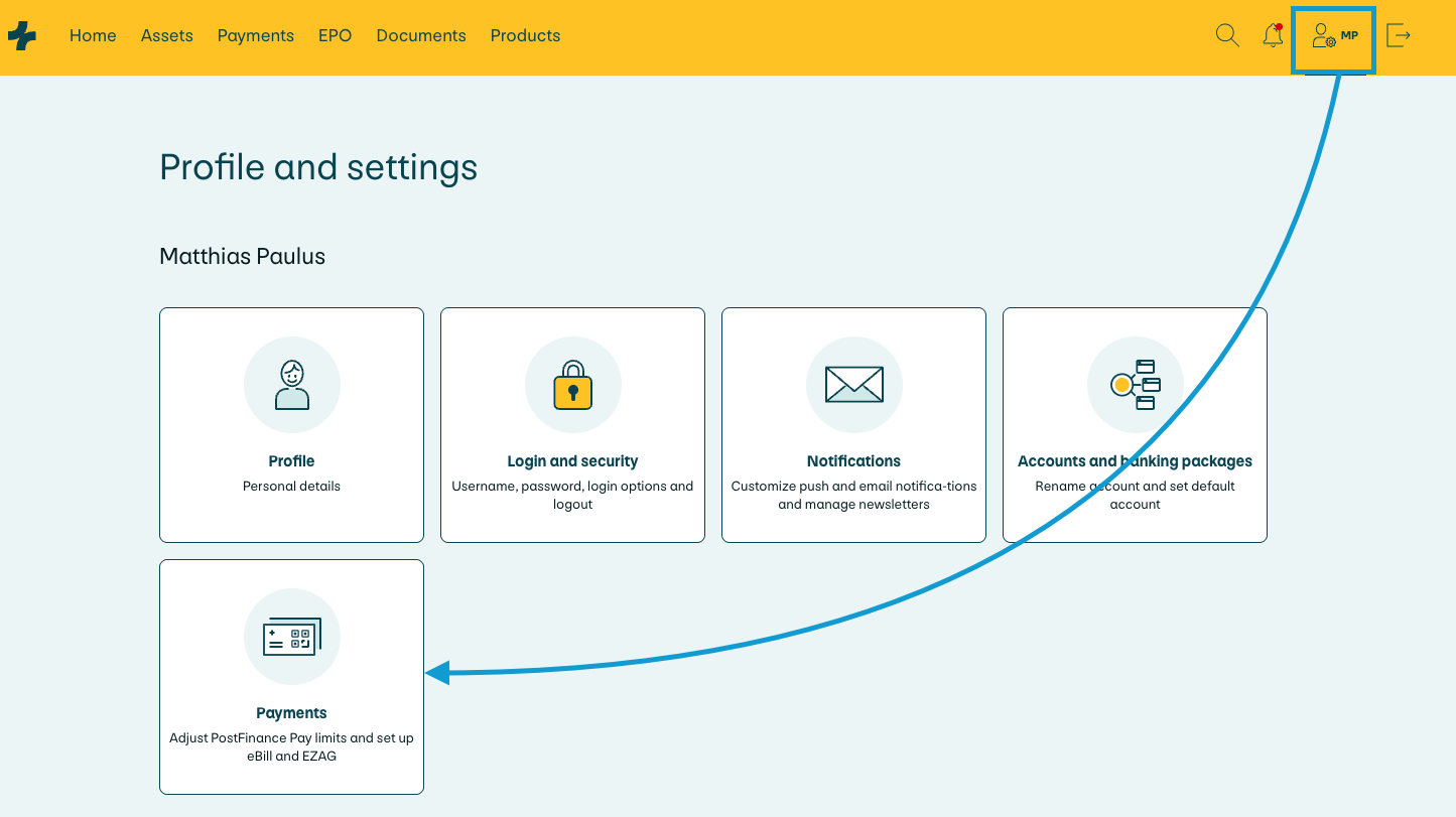 How do I activate the PostFinance bank?