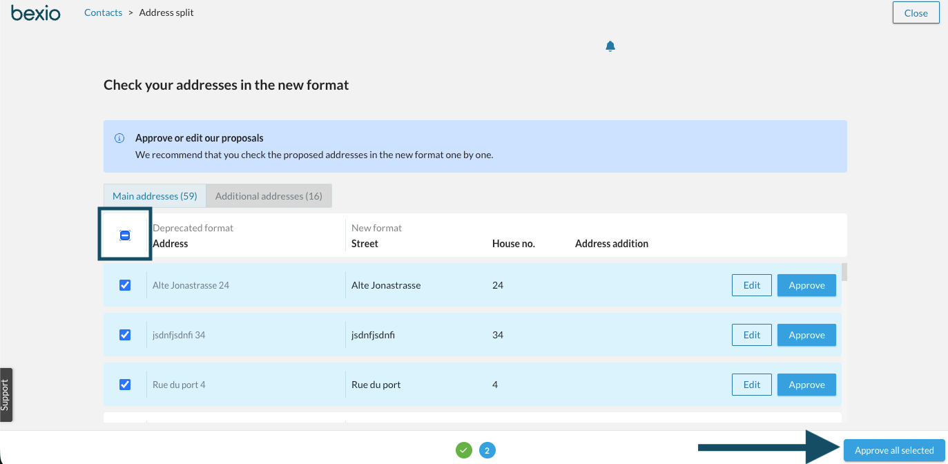 Structured addresses in Contact