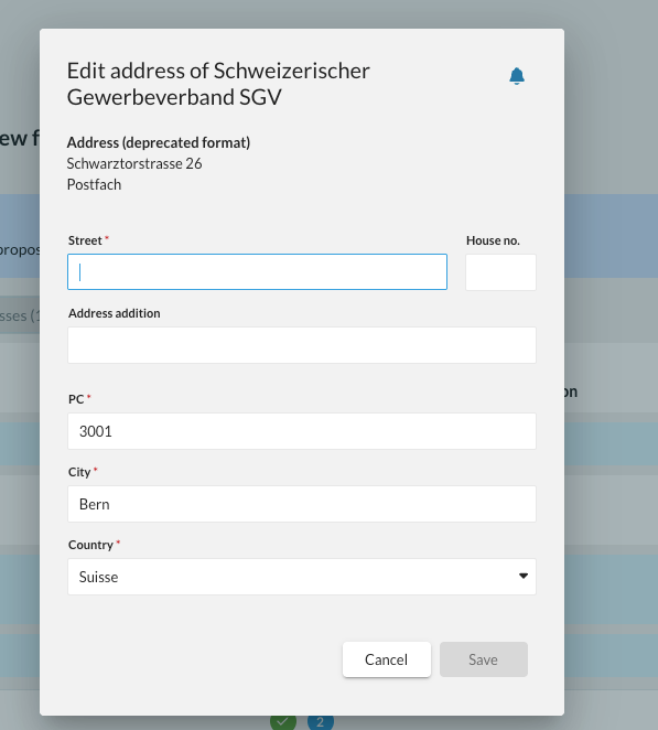 Structured addresses in Contact