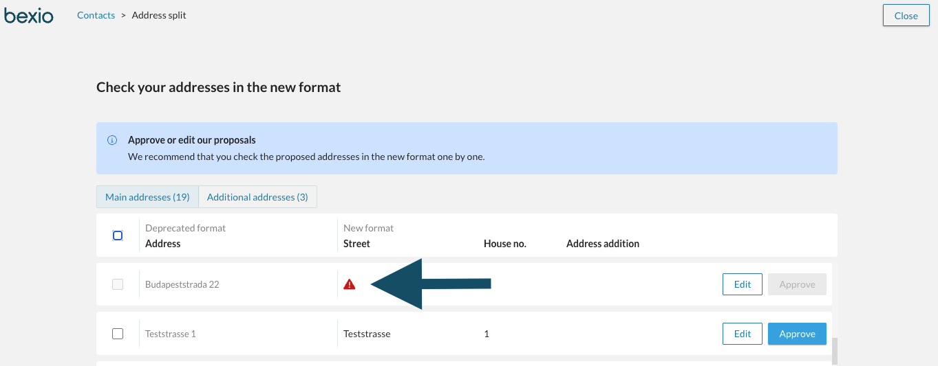 Structured addresses in Contact