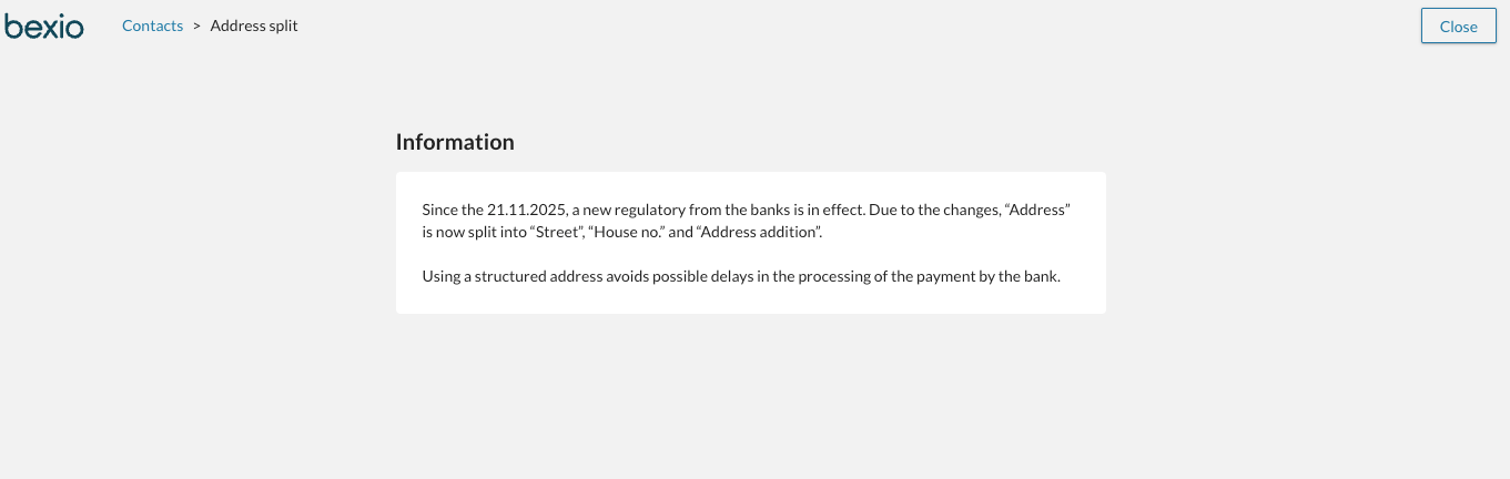 Structured addresses in Contact
